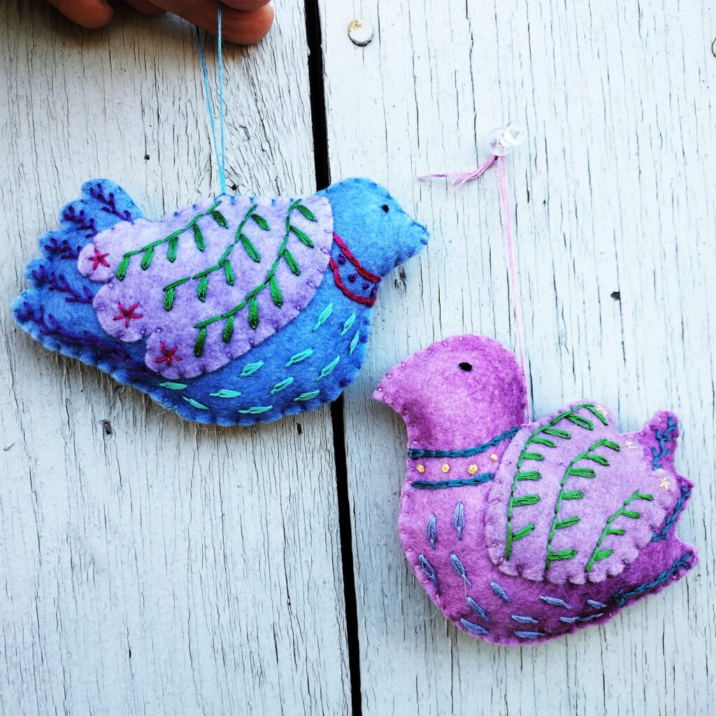 Embroidered Bird Felt Sewing Pattern – Muse of the Morning – Hand Dyed ...